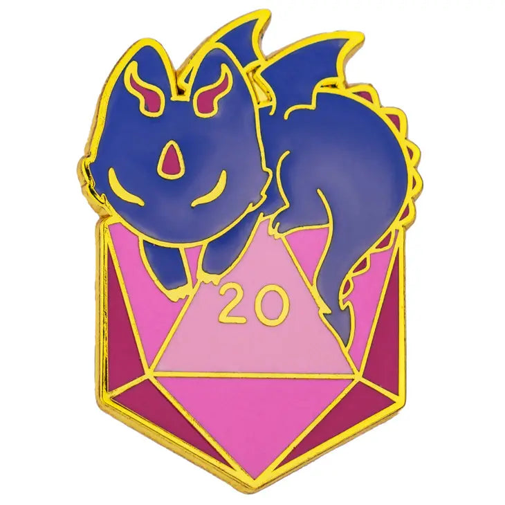 Quest's Reward Fine Art Pin - Dragon with D20 – Dragon Guild